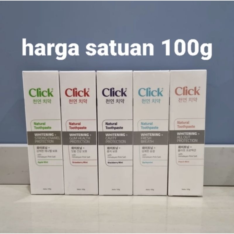 Jual CLICK natural toothpaste pasta gigi odol whitening 100g strawberry ...