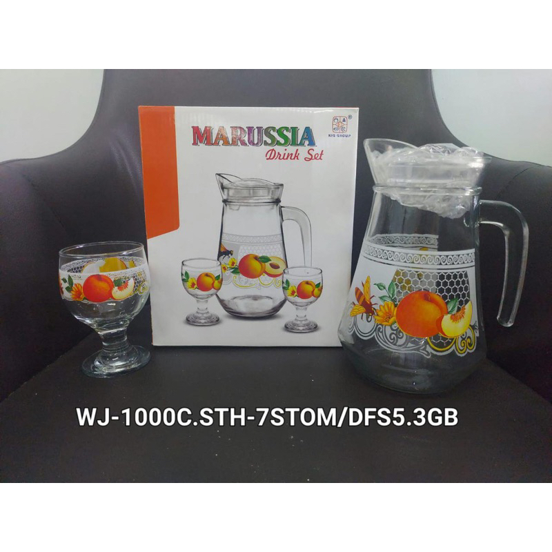 Jual Pitcher Drink Set Printing Bagus/Pitcher Gelas Set/Teko Kaca ...