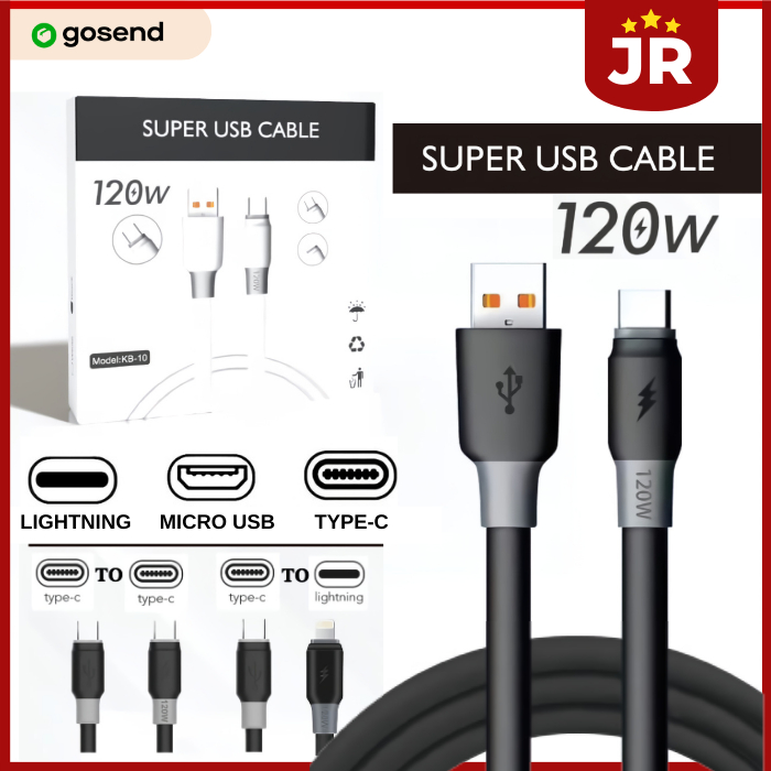 Jual Kabel Data Charger Super Fast Charging USB Cable 120 Watt | 120W ...