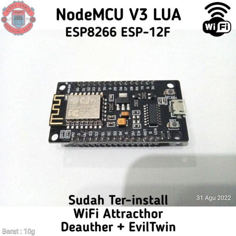 Jual NodeMCU V3 LUA ESP8266 ESP-12F • Sudah Terinstal Attracthor Deauther + Evil Twin • Alat ...