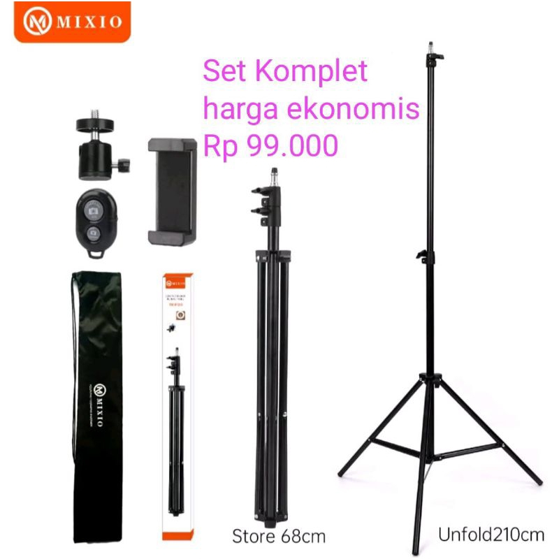 Jual TRIPOD MIXIO 2.1M+BAG FOR TRIPOD+ HOLDER HP+MINI BALLHEAD+REMOTE ...