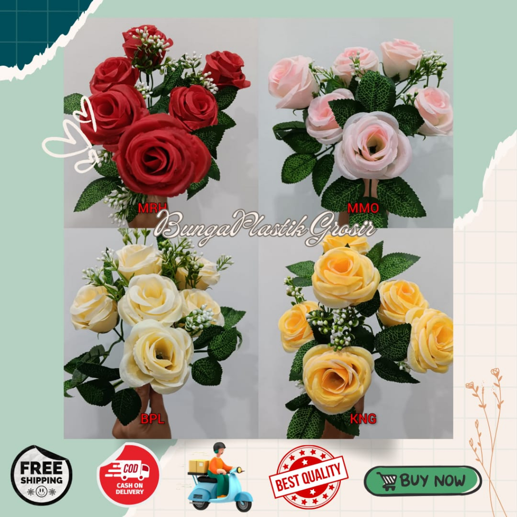 Jual Bunga Mawar Kuncup Tropis Cabang 6 / Ecer KT6 | Shopee Indonesia