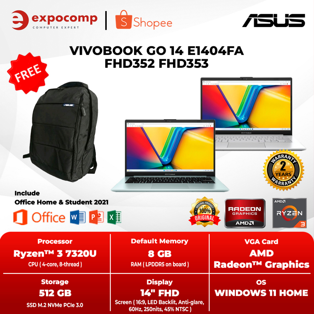 Jual ASUS VIVOBOOK GO 14 E1404FA FHD352 FHD353 AMD RYZEN 3-7320U 8GB ...