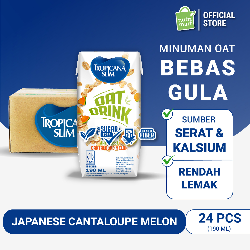 Jual 1 Karton - Tropicana Slim Oat Drink Japanese Cantaloupe Melon 190 ml (RTD) - Minuman Oat ...