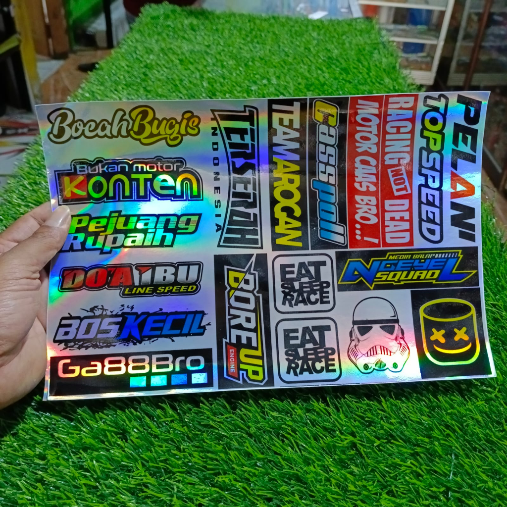 Jual Sticker Pack Racing Hologram Stiker Motor harga perlembar | Shopee ...