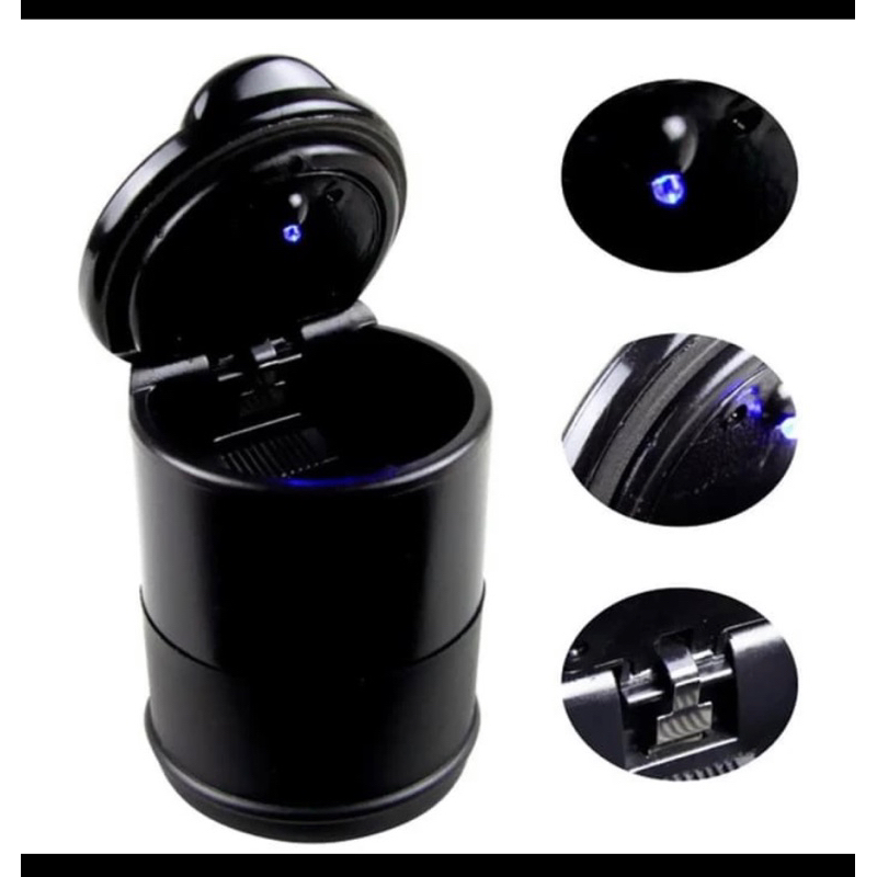 Jual ASBAK MOBIL LED / CAR ASHTRAY / ASBAK PORTABLE HITAM POLOS ...