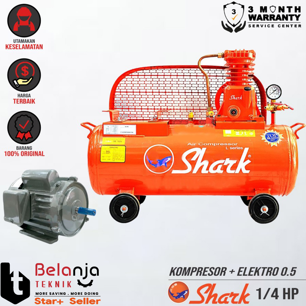 Jual Shark Air Compressor Shark 0.25 HP Plus Electro Motor Dinamo 0.5 ...