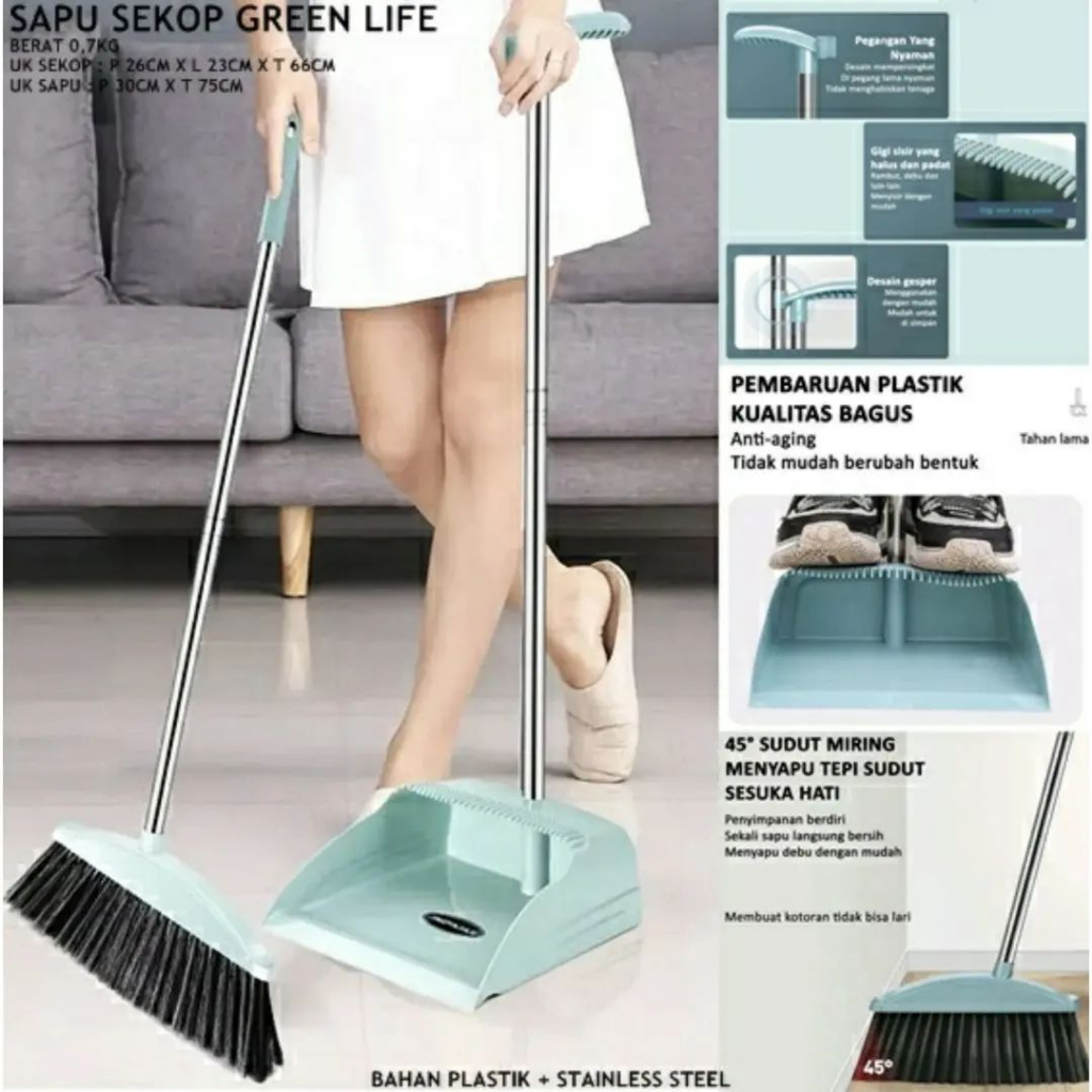 Jual Set Sapu Pengki Alat Pembersih Lantai Praktis 2 in 1/ Broom Set ...