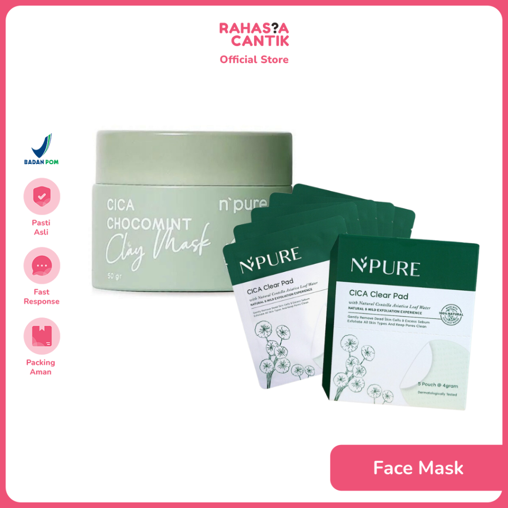 Jual NPURE CICA CLAY MASK CICA CHOCOMINT CLAYMASK & CICA CLEAR PAD (30 ...