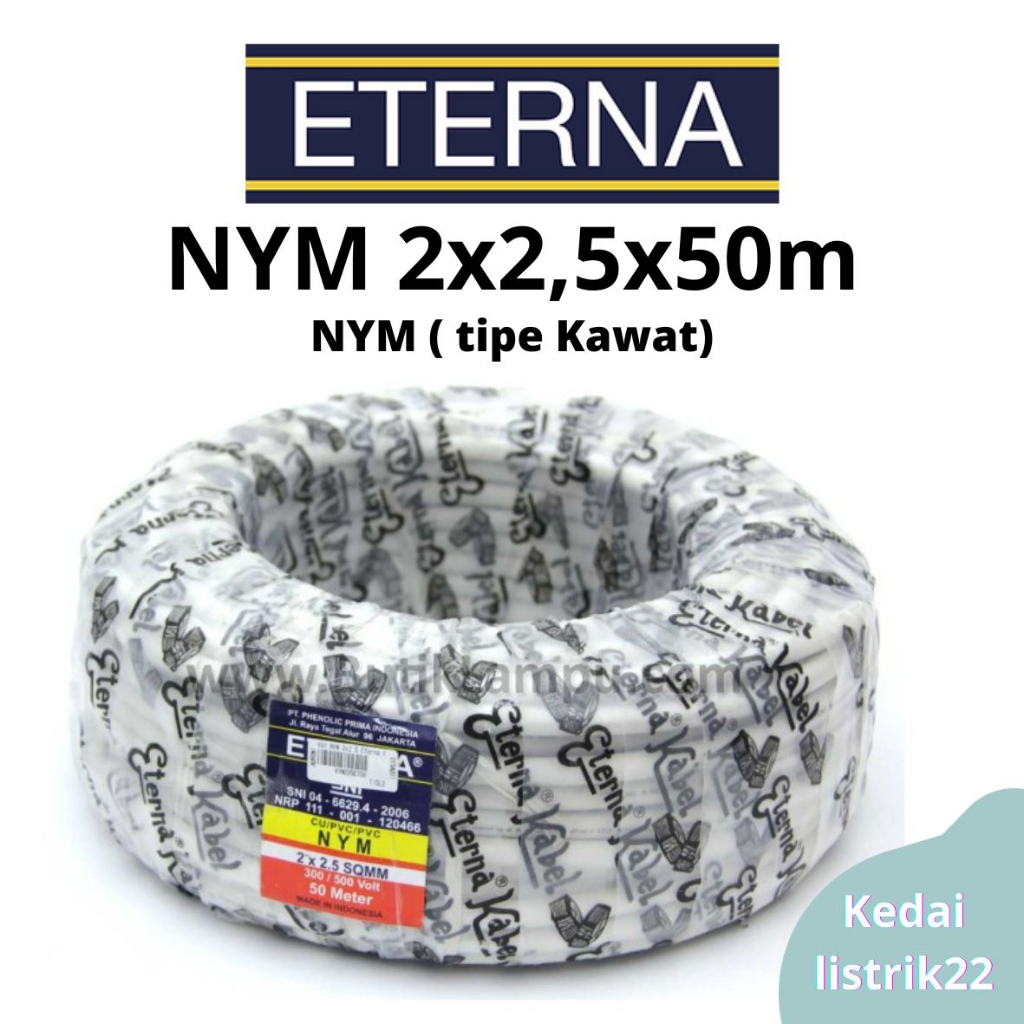 Jual KABEL LISTRIK INSTALASI ETERNA NYM 2X2,5 50METER ISI 2 KAWAT | Shopee Indonesia
