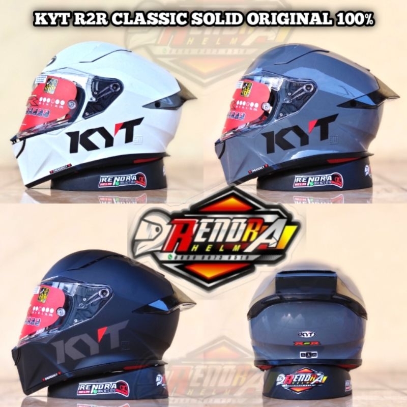 Jual HELM KYT R2R CLASSIC SOLID GORILLA GREY GLOSI ORIGINAL 100% ...
