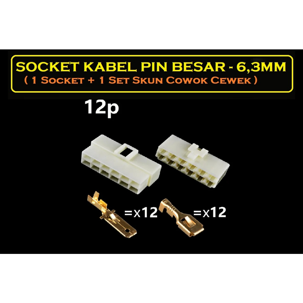 Jual Soket Socket Kabel Konektor 1 2 3 4 6 PIN BESAR 1 SET | Shopee ...