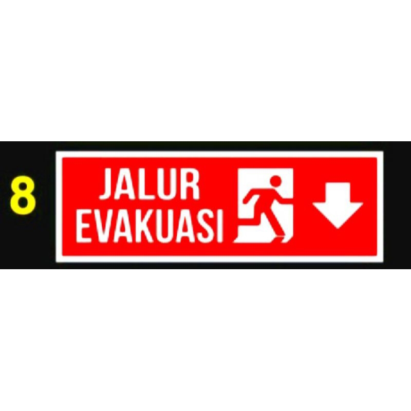 Jual SIGN STIKER JALUR EVAKUASI UK 10X30 CM WARNA MERAH. ( GLOW IN THE ...