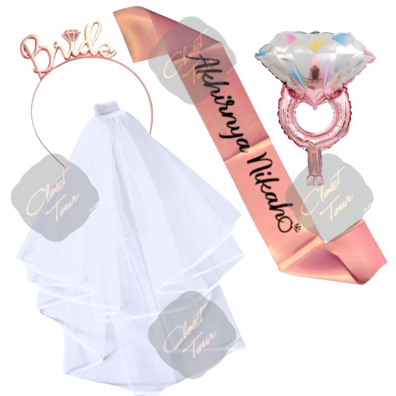 Jual paket bridal shower 4 item dengan bando bride dan veil 4p | Shopee ...