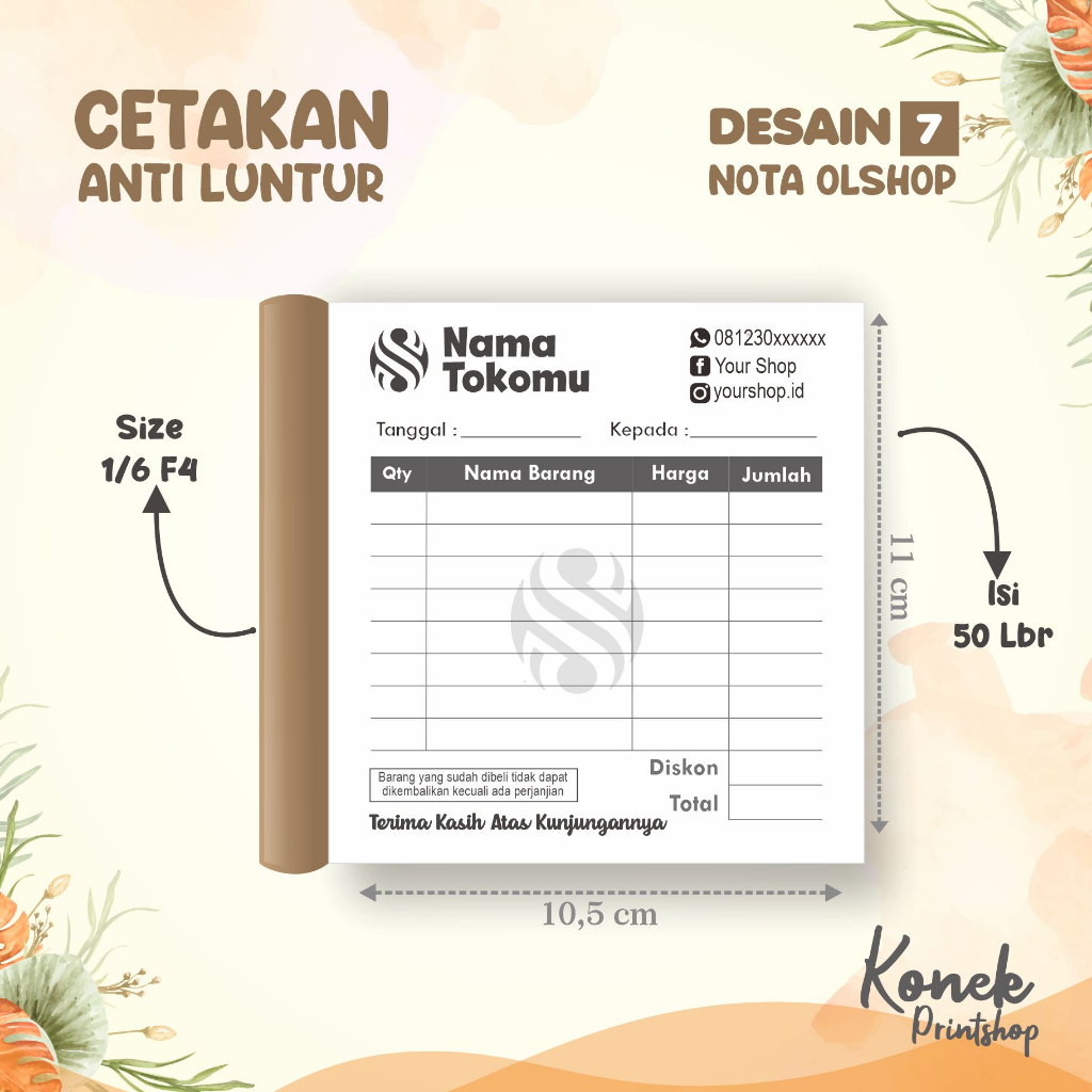 Jual Nota 2Ply Nota Rangkap 2 Satuan Custom Nota Olshop Nota Murah ...