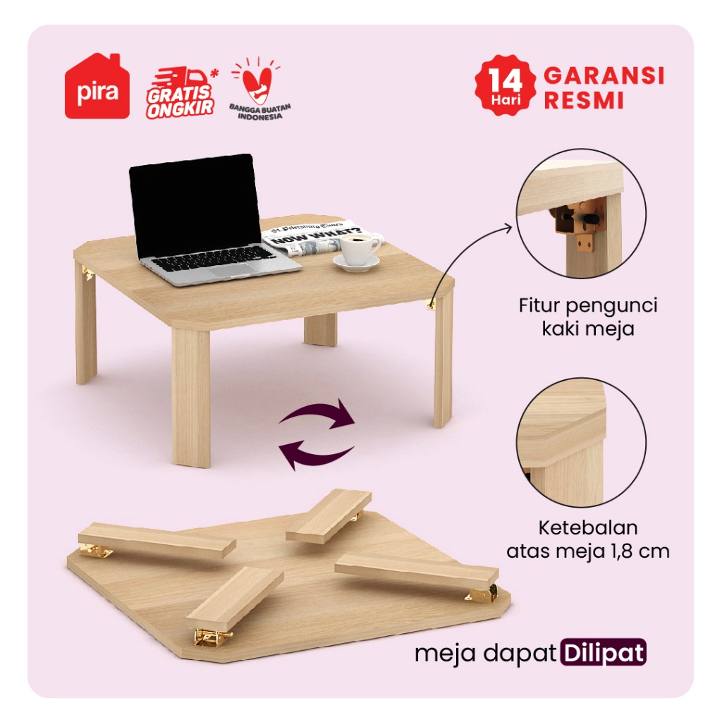 Jual PIRA - TABE CT70 Meja Tamu / Meja Makan Lipat Lesehan / Meja ...