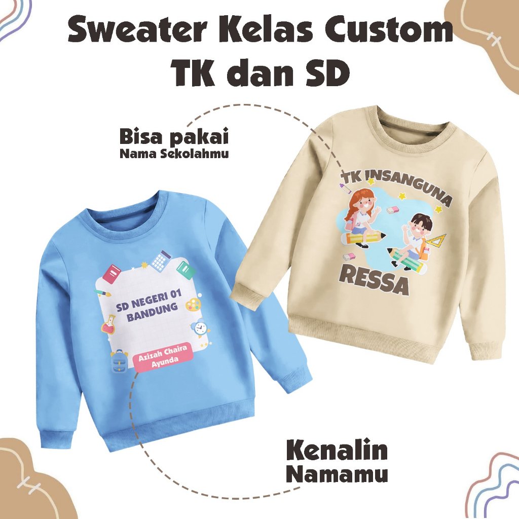 Jual Sweater Kelas Anak Custom Nama Paud TK Dan SD Lengan Panjang Untuk Seragaman | Shopee Indonesia