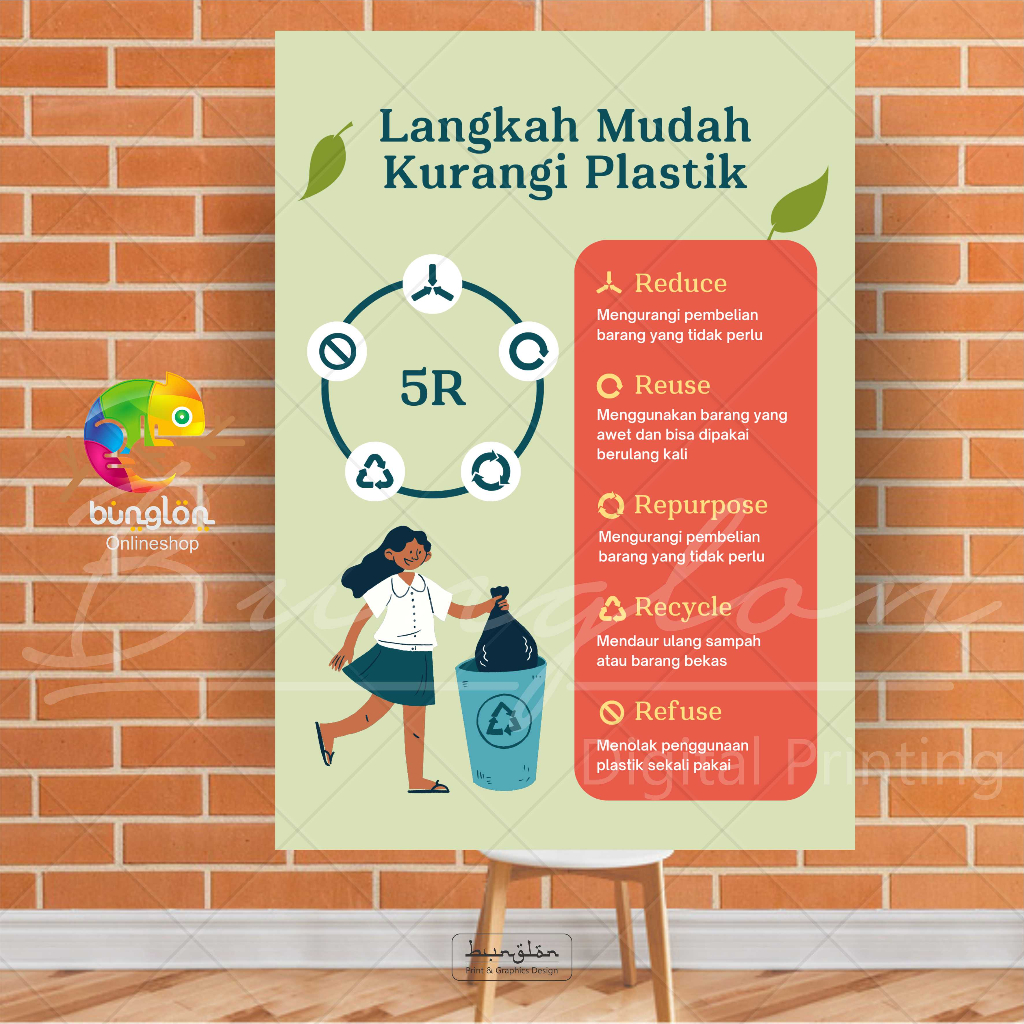 Jual Poster Edukasi Langkah Mudah Kurangi Plastik | Shopee Indonesia