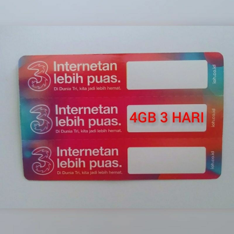 Jual Voucher Three 4GB 3 HARI | Shopee Indonesia