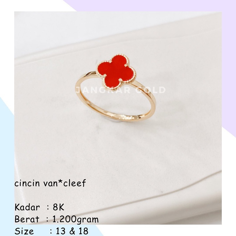 Jual CINCIN VANCLEEF 8K 1.200GR VAN CLEEF VC VCA RED MERAH | Shopee ...