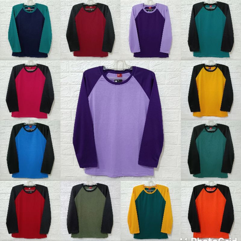 Jual kaos oblong reglan polos pria wanita mikro lengan panjang ukuran m ...