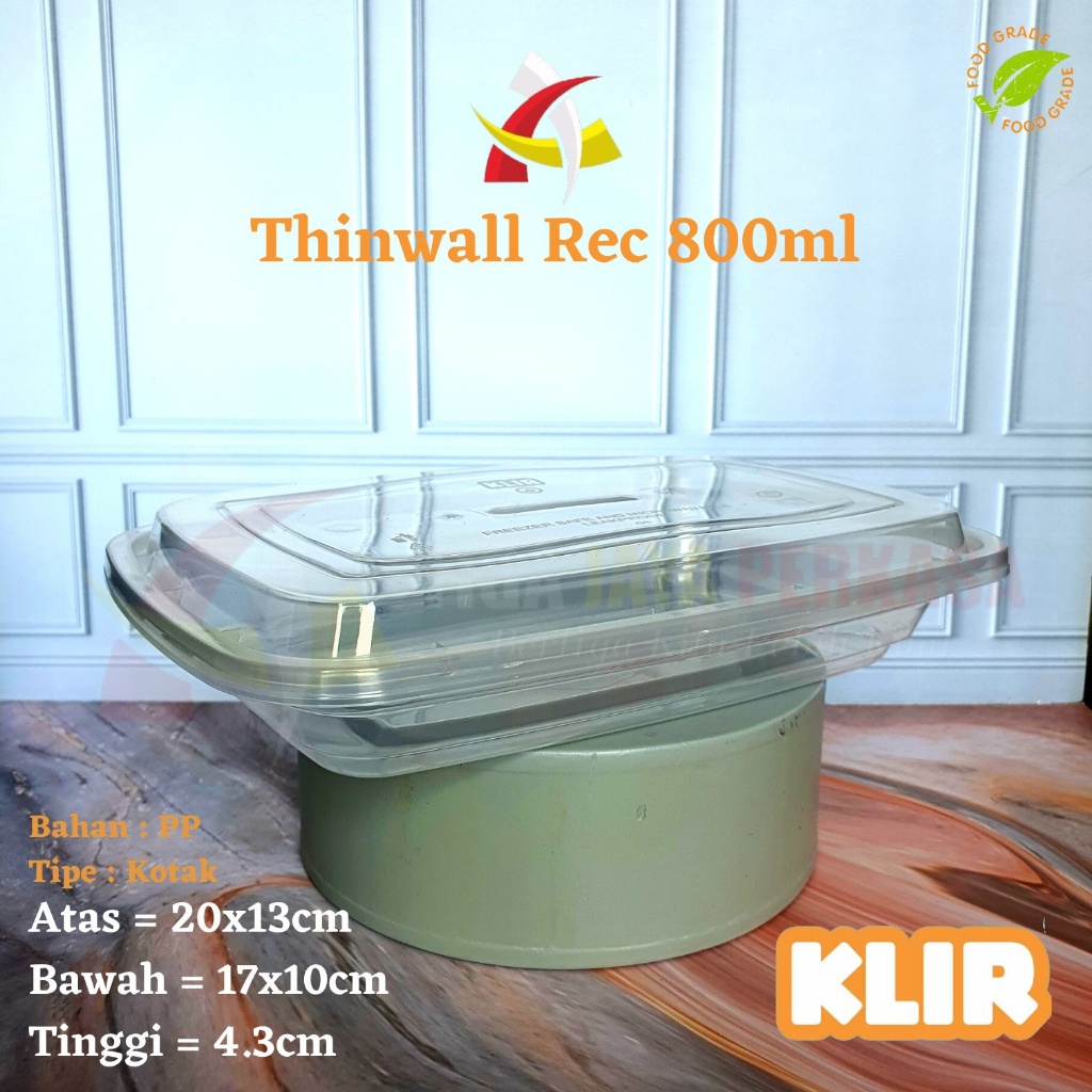 Jual Thinwall 800ml Rec Klir Thinwall Panjang Kotak Makan Food
