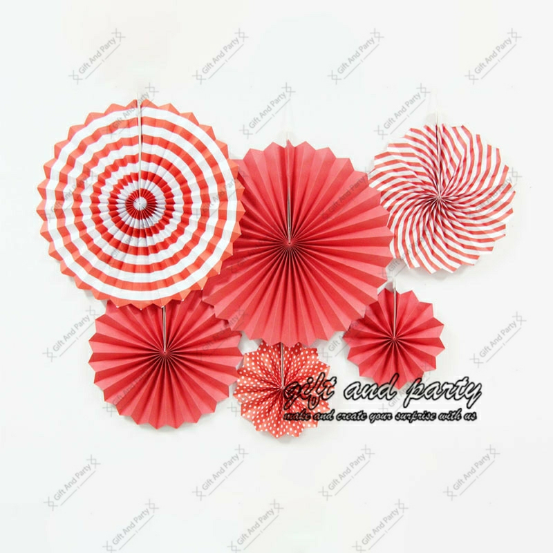 Jual Paper Fan Set 6 in 1 / Paper Fan Dekorasi/ Paper Fan Merah ...
