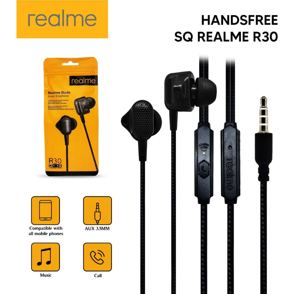 Jual R30 HANDSFREE / HEADSET REALME BUDS SUPER BASS HIGH QUALITY ...