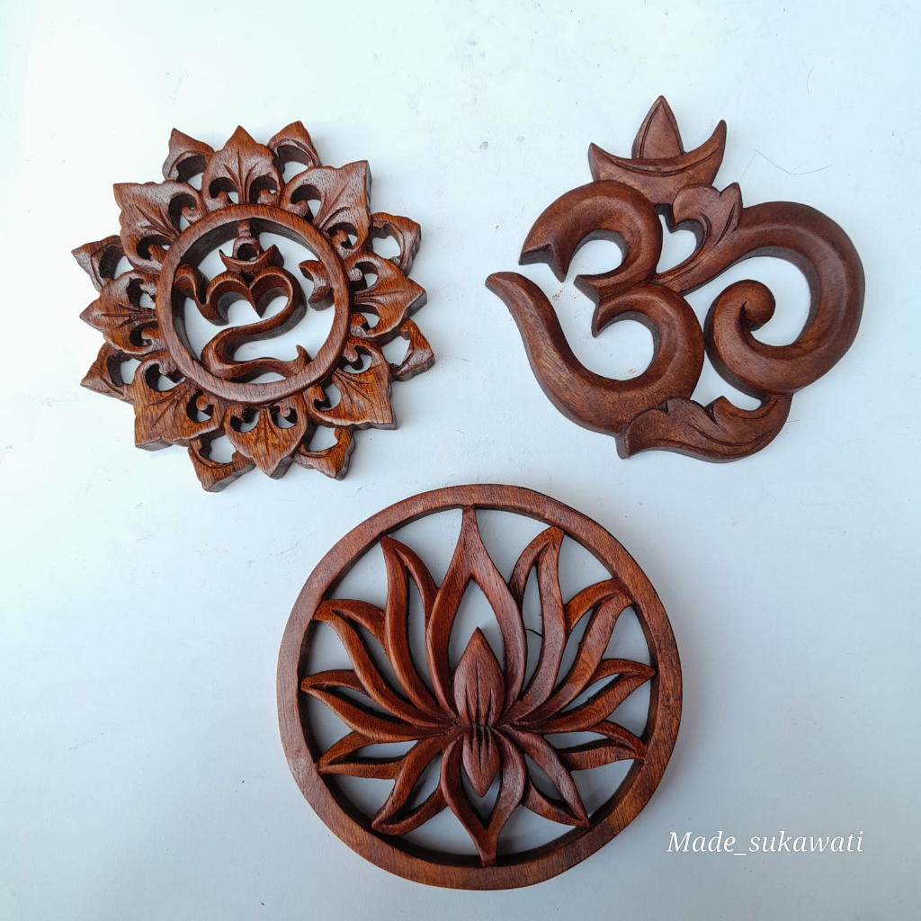 Jual Kerajinan ukiran panil kayu 15cm motif Pohon Hiasan dekorasi ...