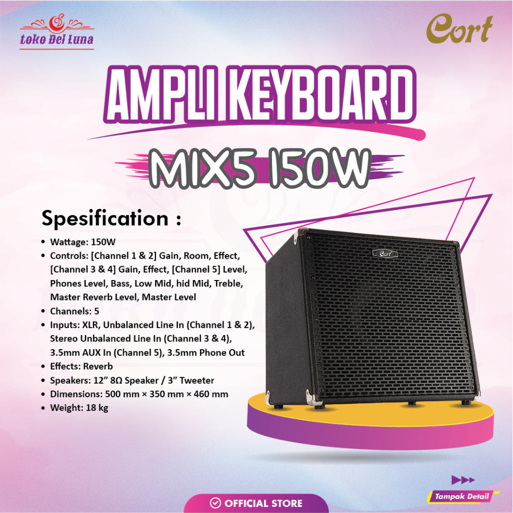 Jual CORT Ampli Keyboard 12 inch CORT MIX5 150W | Keyboard Amplifier ...