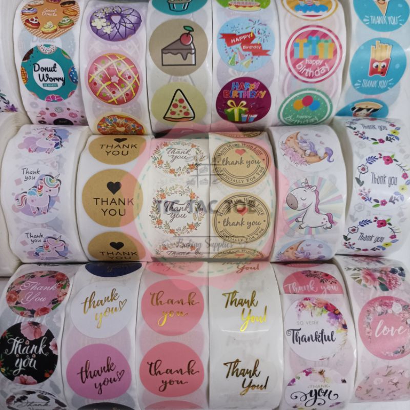 Jual Sticker Thank You 500pcs / Stiker Terima Kasih / Stiker Roll Kue ...