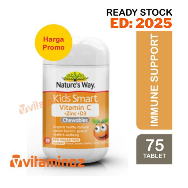 Jual Nature's Way Kids Smart Vitamin C + Zinc + D - 75 Chewable Tablet ...