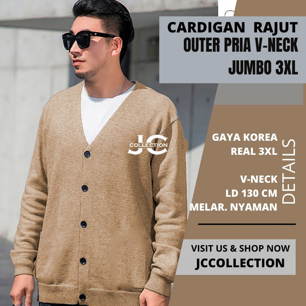 Jual Cardigan Rajut Pria Jumbo Big Size / Outer Knitting Kardigan JCCollections | Shopee Indonesia