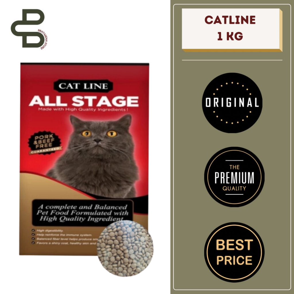 Jual CAT LINE CATLINE CAT FOOD 1 KG REPACK // MAKANAN KERING KUCING ...