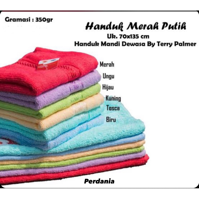 Jual Handuk Mandi Dewasa merk Merah Putih by Terry Palmer | Shopee ...