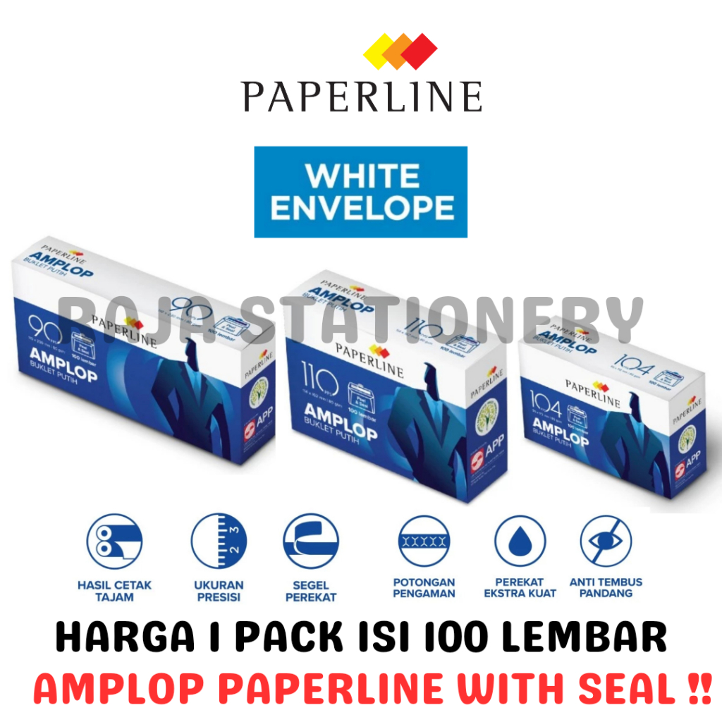 Jual Amplop Paperline 90 104 110 PUTIH POLOS BANKER Sedang White Envelope Box PPS | Shopee Indonesia