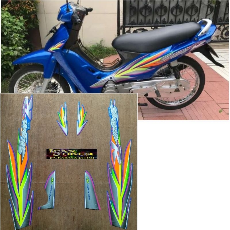 Jual Striping Original Suzuki Shogun R 110 biru tahun 2003 | Shopee ...