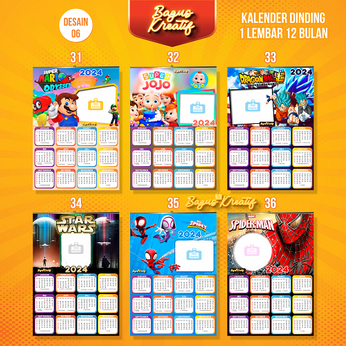 Jual CETAK KALENDER DINDING 2024, KERTAS TEBAL, FINISHING KLEM, BISA ...