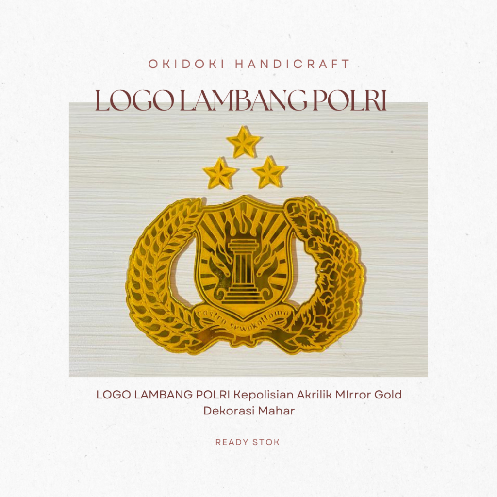 Jual LOGO LAMBANG POLRI Kepolisian Akrilik MIrror Gold Dekorasi Mahar ...