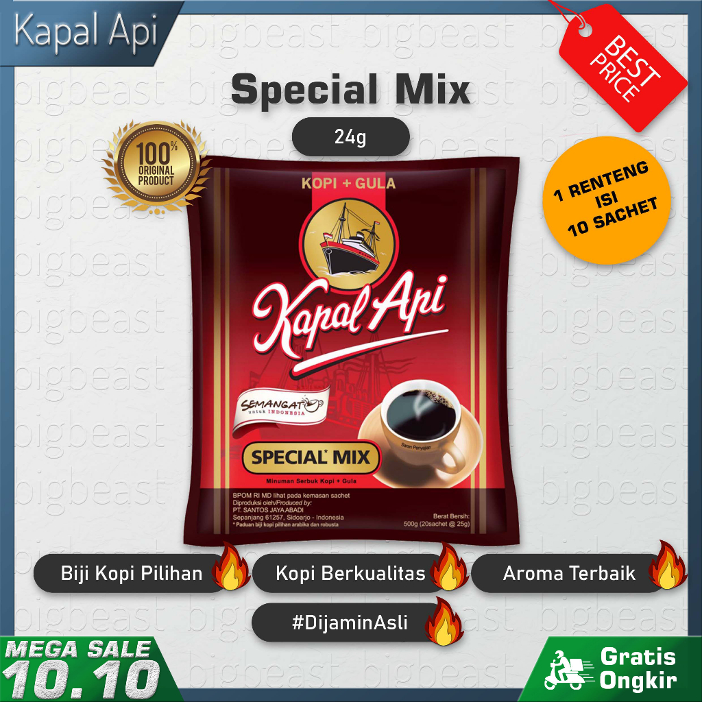 Jual Kapal Api Kopi Special Mix 1 Renteng/Renceng (24 gram x 10 sachet ...