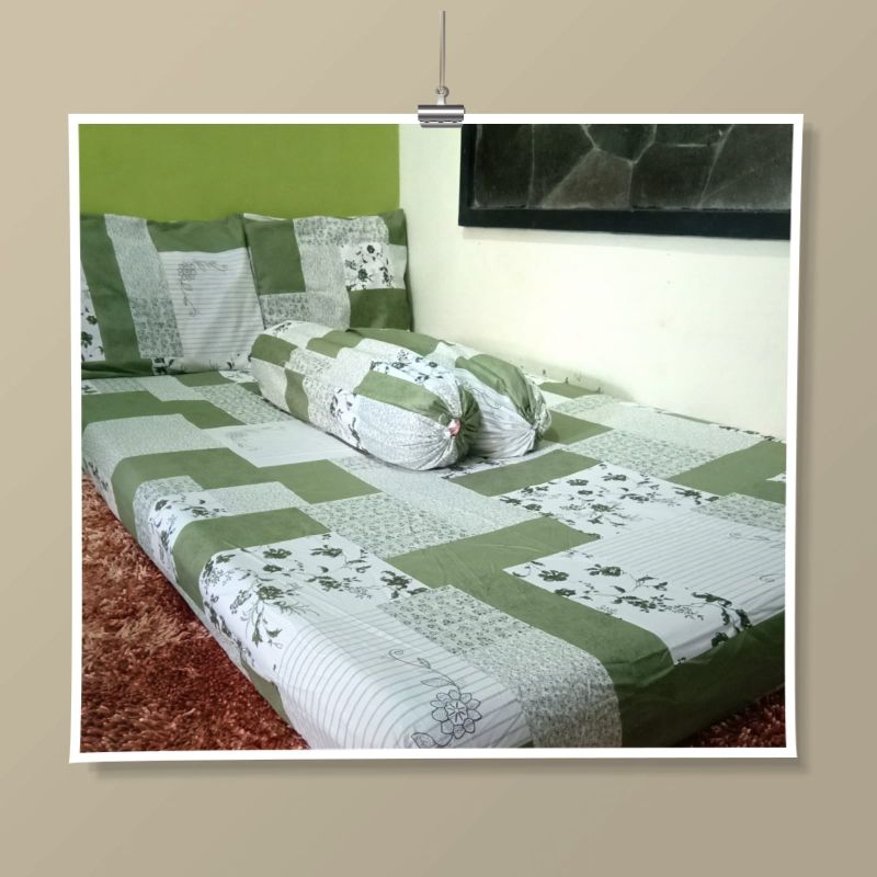Jual Seprei Katun Motif Abstrak Hijau King Queen Double Single | Shopee ...