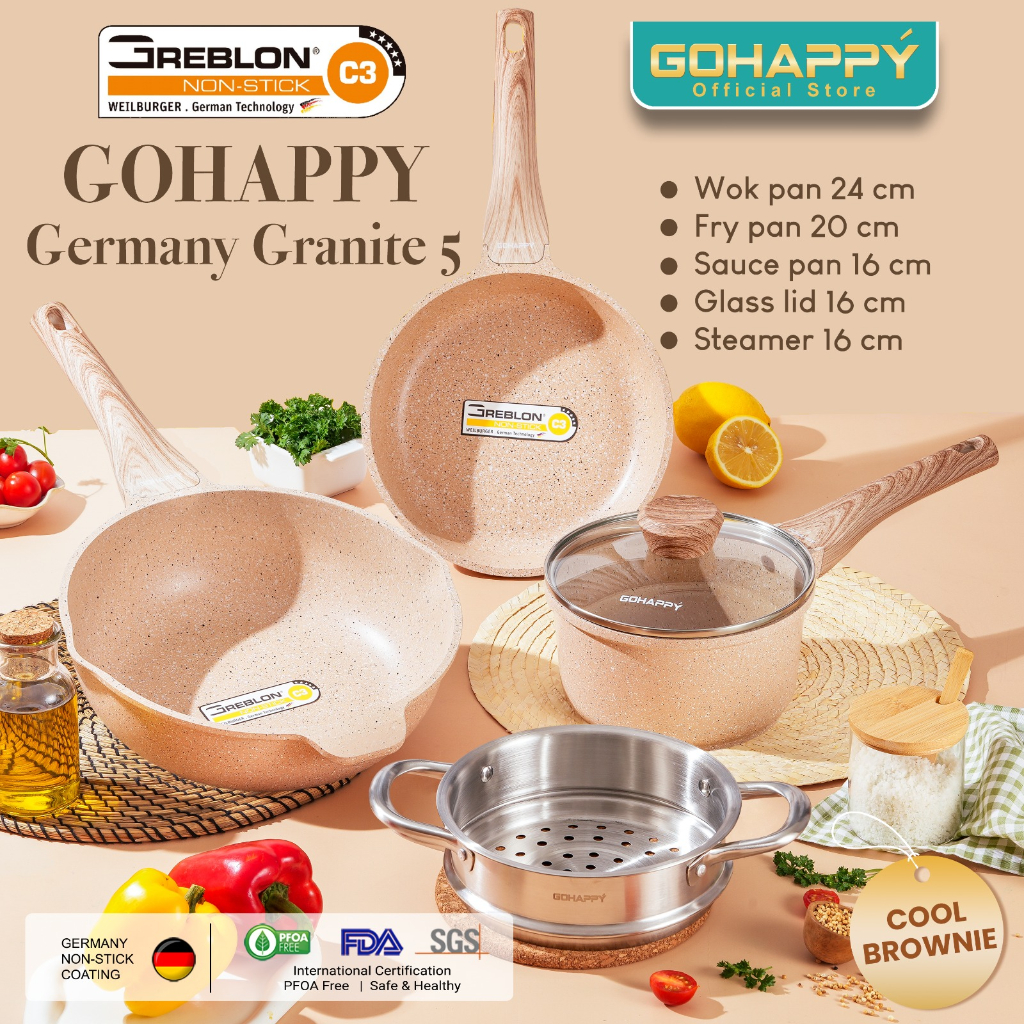 Jual HEALTHY PANCI SET 5PC Gohappy Germany Granite by Greblon C3 Super ...