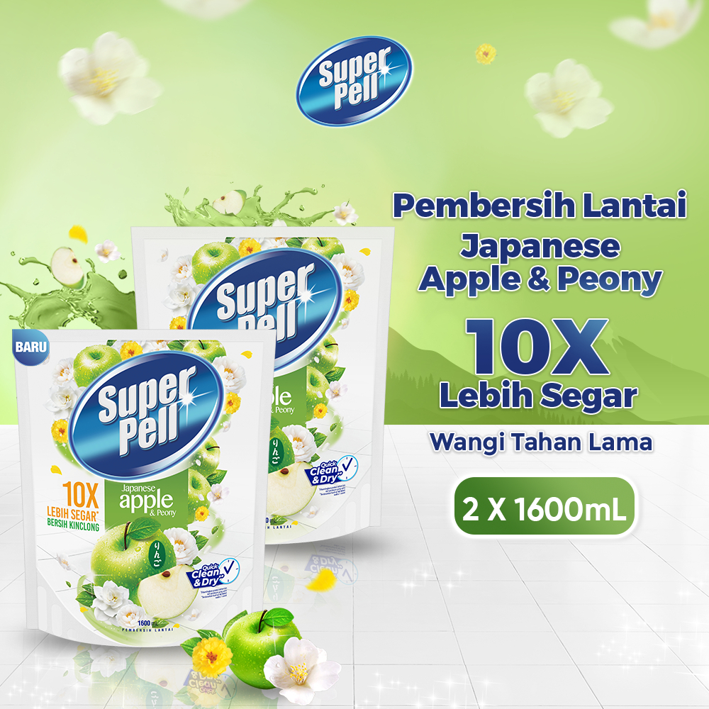 Jual SuperPell Pembersih Lantai Fresh Apple 1600Ml Twinpack | Shopee Indonesia