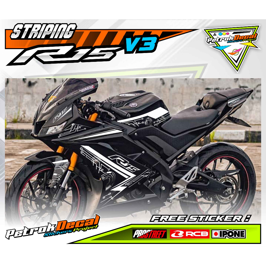 Jual STRIPING SEMI DECAL VARIASI YAMAHA R15 V3 / SEMI DECAL MOTOR ...