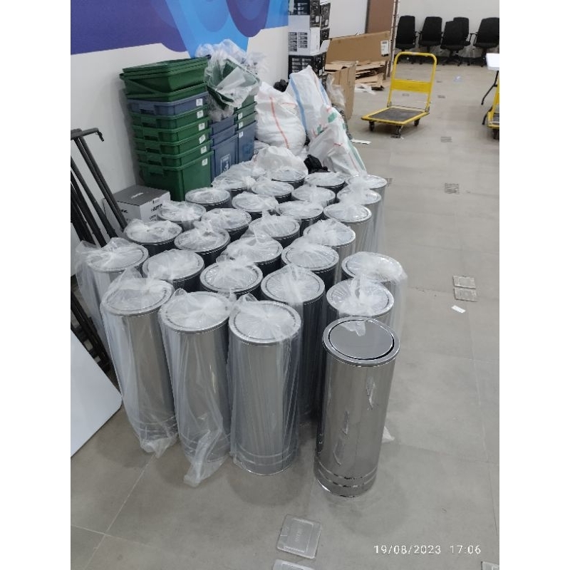 Jual tempat sampah stainless steel tutup goyang tinggi 60 cm (packing ...