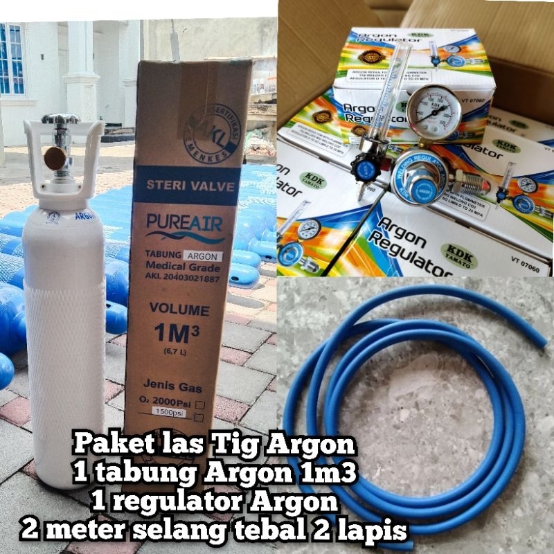 Jual Paket Tabung Argon 1m3 fullset + isi + regulator + selang cocok ...