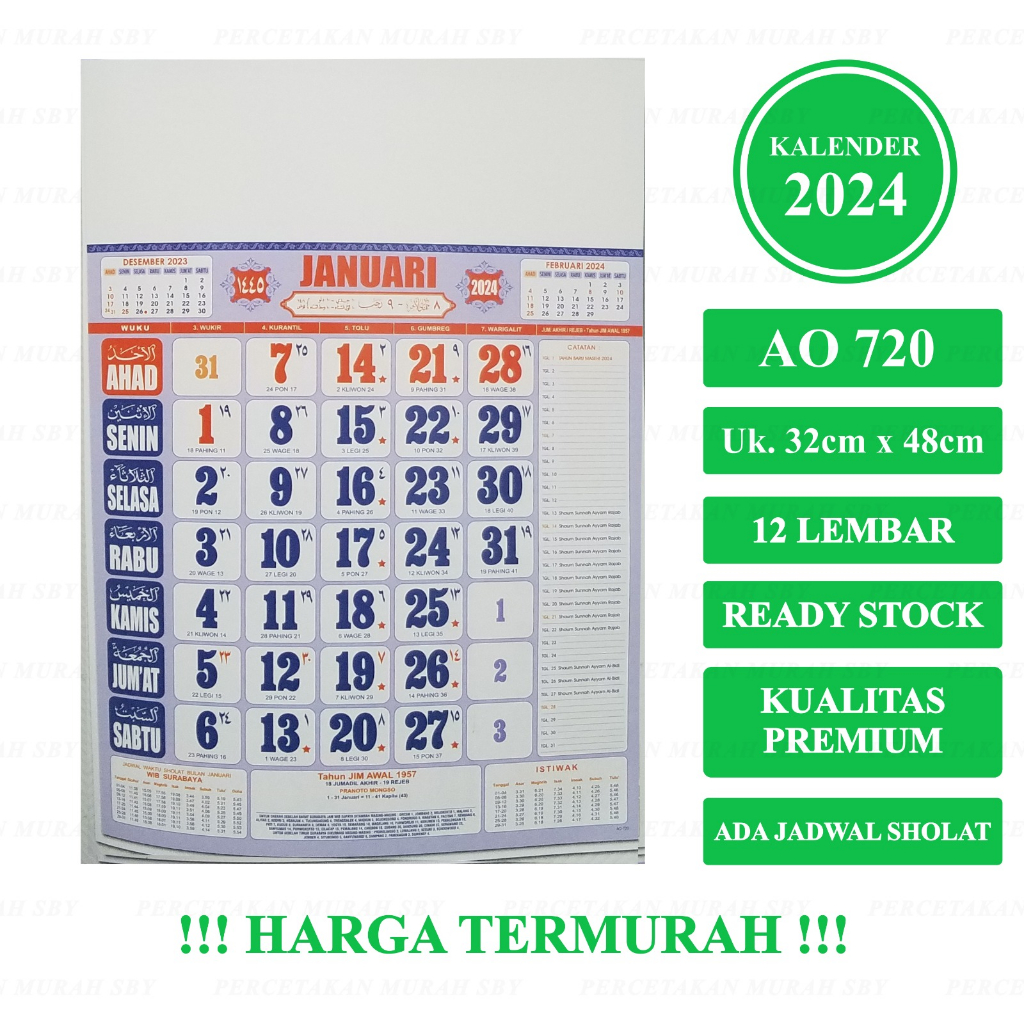 Jual KALENDER 2024 UKURAN 32 X 48 TERMURAH | Shopee Indonesia