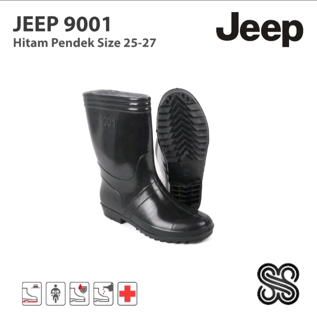 Jual Sepatu Boot Pendek JP 9001 Full Black - Sepatu Perkebunan ...