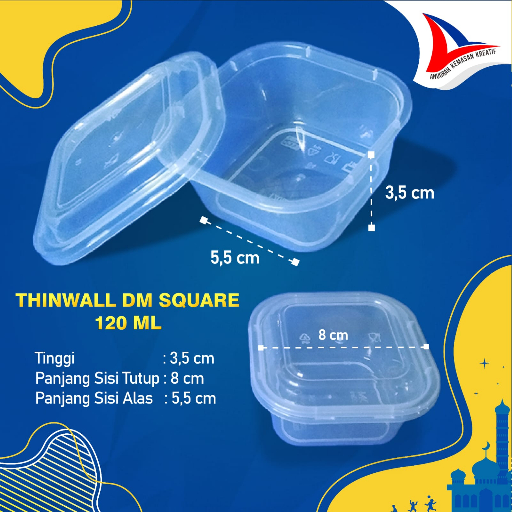 Jual THINWALL DM SQUARE 120 ML / KOTAK PLASTIK ISI 25 PCS | Shopee ...