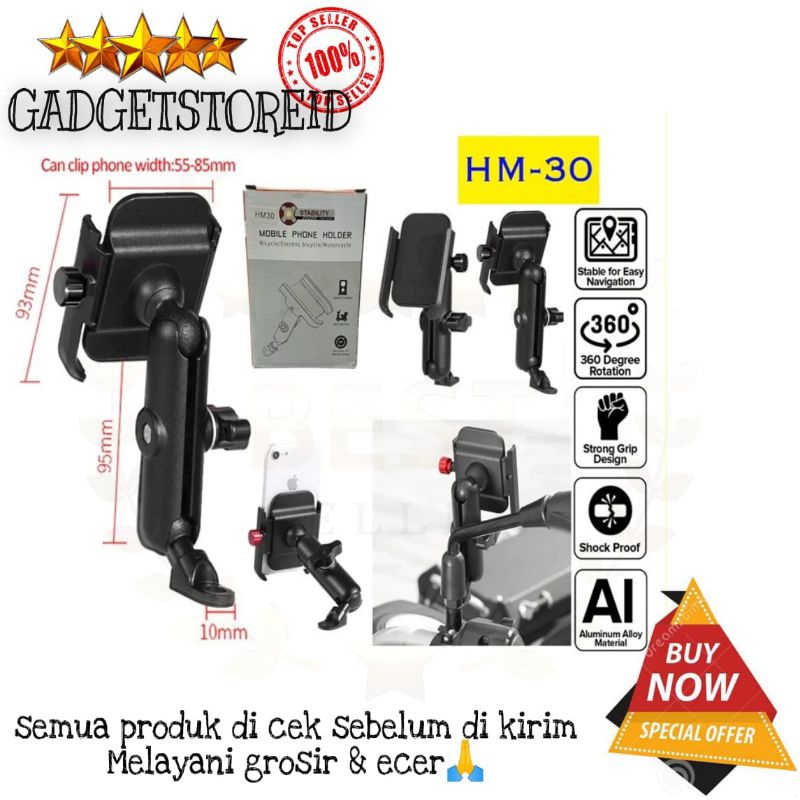 Jual GG - Holder Spion Motor HM 30 Full Besi Penyangga Handphone / Phone Holder Spion HM 30 ...